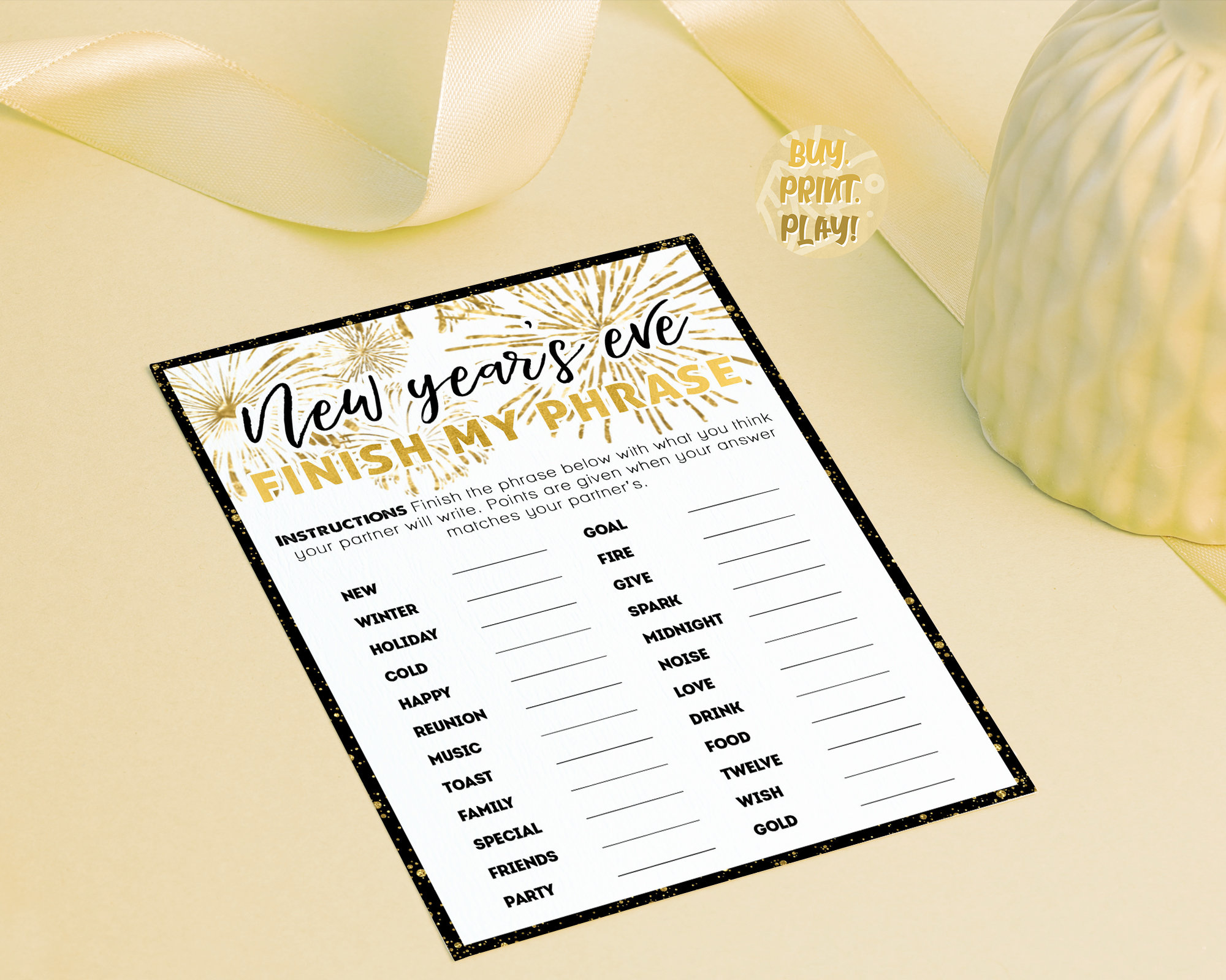 New Years Finish the Phrase Games for Kids & Adults 2022 - Etsy