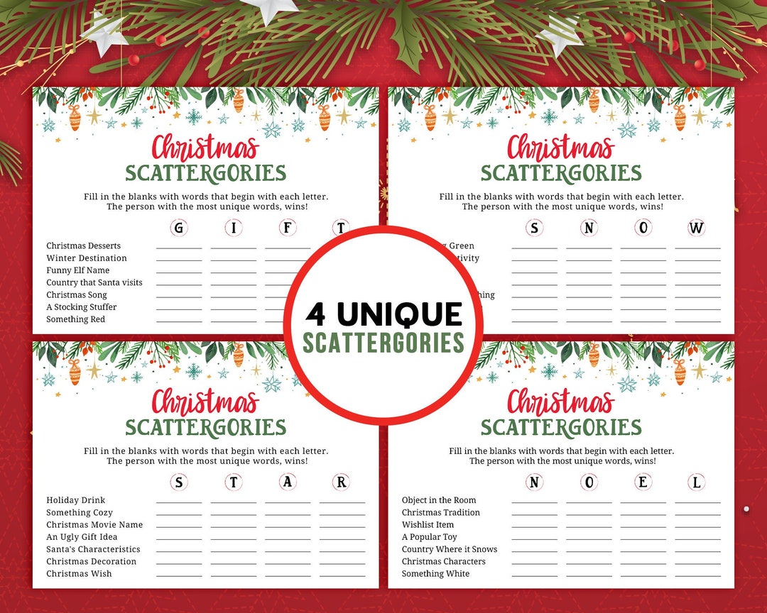 Christmas Scattergories Games Bundle | Friendsmas Party Games for ...