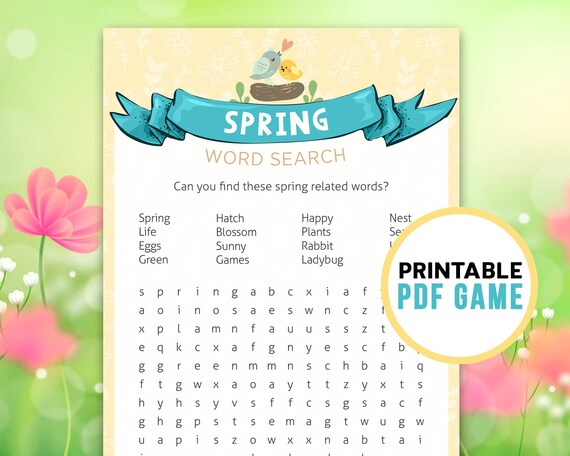 Fun Spring Word Search Printable Games for Kids & Adults | Etsy