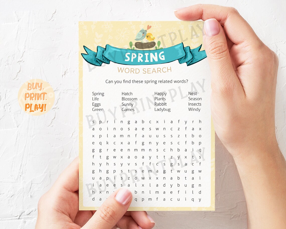 Fun Spring Word Search Printable Games for Kids & Adults | Etsy