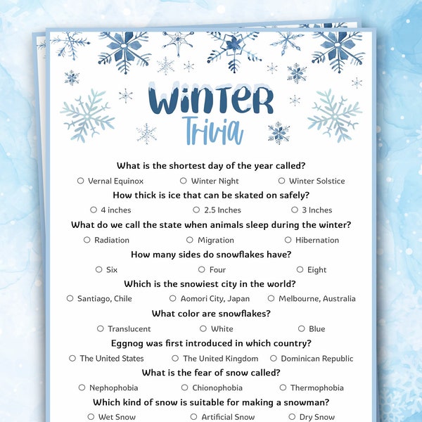 Winter Trivia - Etsy