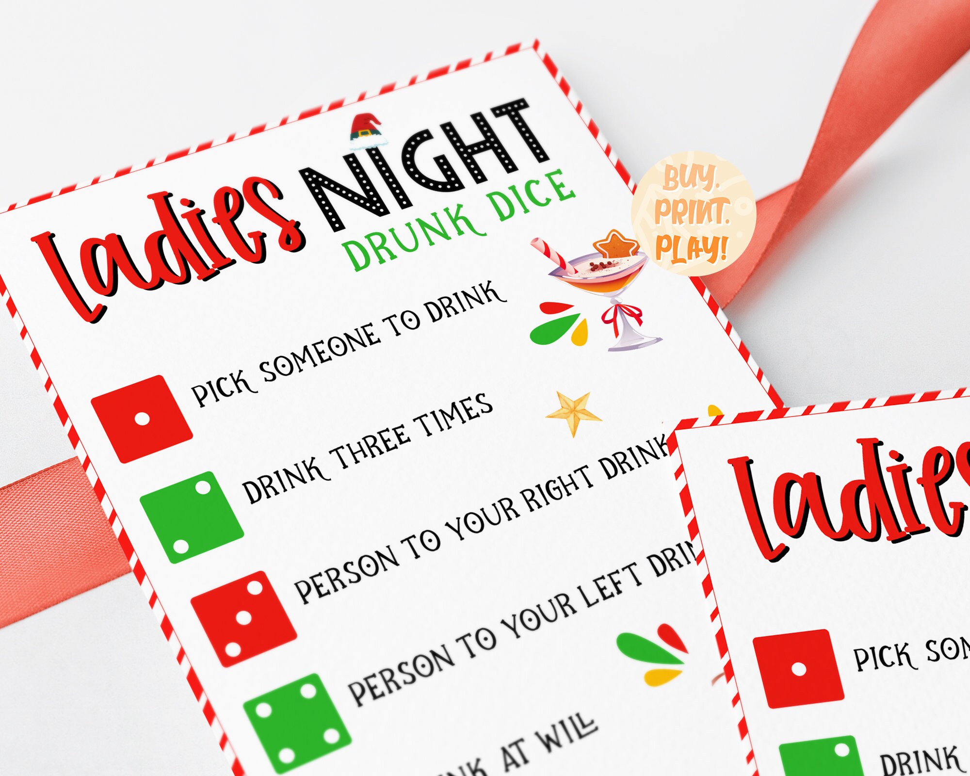 Christmas Ladies Night Drunk Dice Friendsmas Party - Etsy