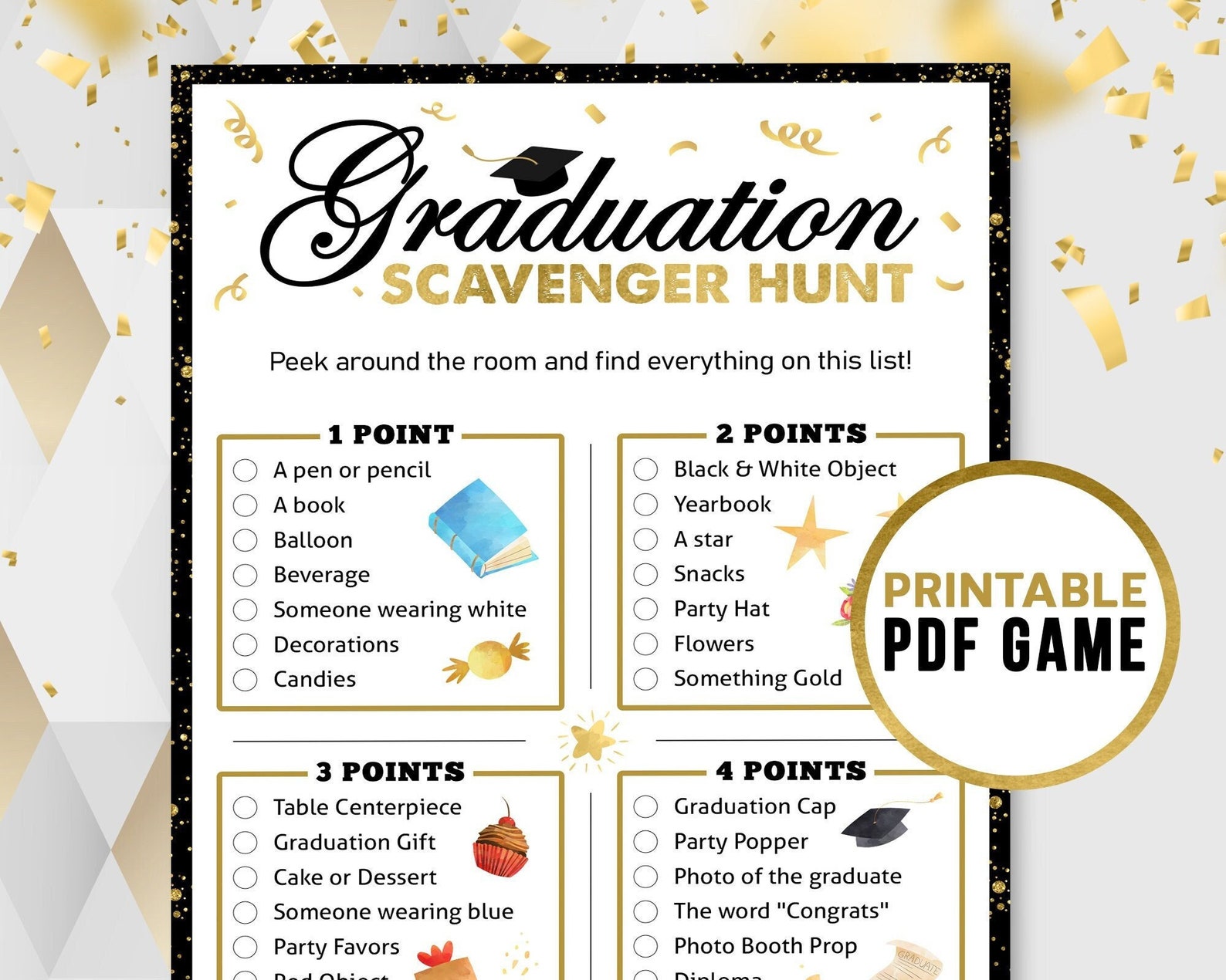 Graduation Games Scavenger Hunt Printable Treasure Hunt for - Etsy