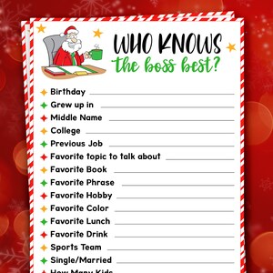 Christmas Printable Game Who Knows the Boss Best | Male Boss Version ...