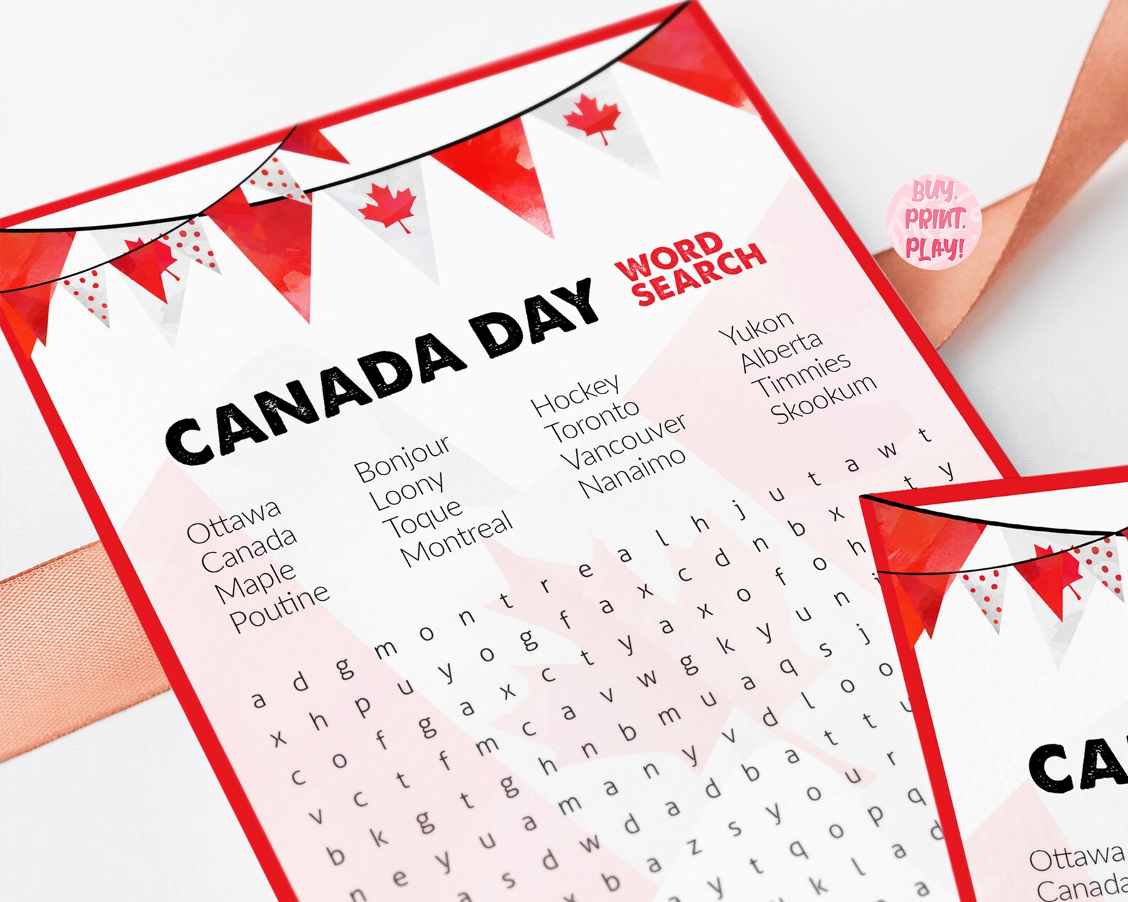 Canada Day Word Search First of July Printable Games Family Games ...