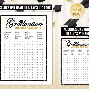 Graduation Word Search | Party Printable Games | Class of 2023 High ...