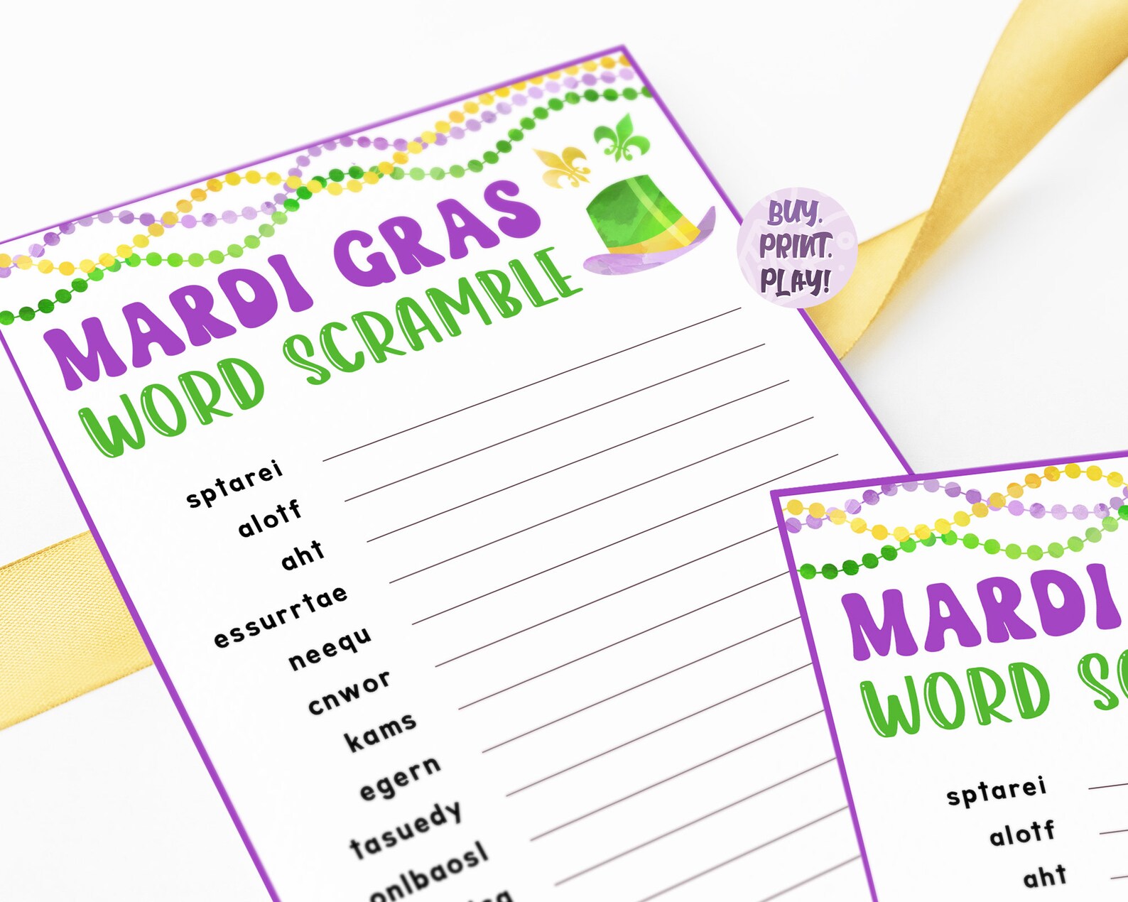 Mardi Gras Word Scramble Party Games New Orleans Fat - Etsy