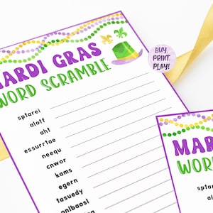 Mardi Gras Word Scramble | Party Games | New Orleans Fat Tuesday ...