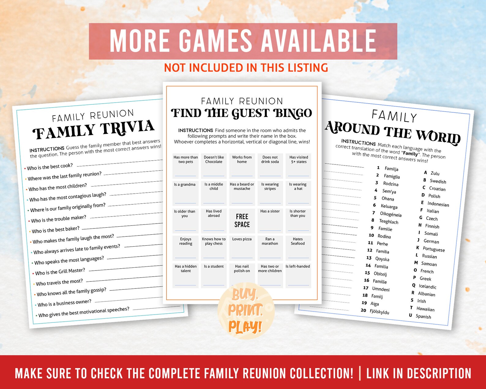 Family Reunion Mix and Mingle Game Family Gathering Party - Etsy