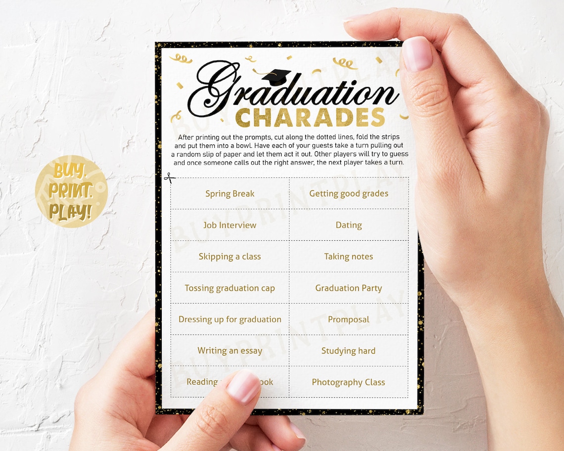 36 Graduation Charades Prompts Party Printable Games Class | Etsy
