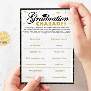 36 Graduation Charades Prompts | Party Printable Games | Class of 2023 ...