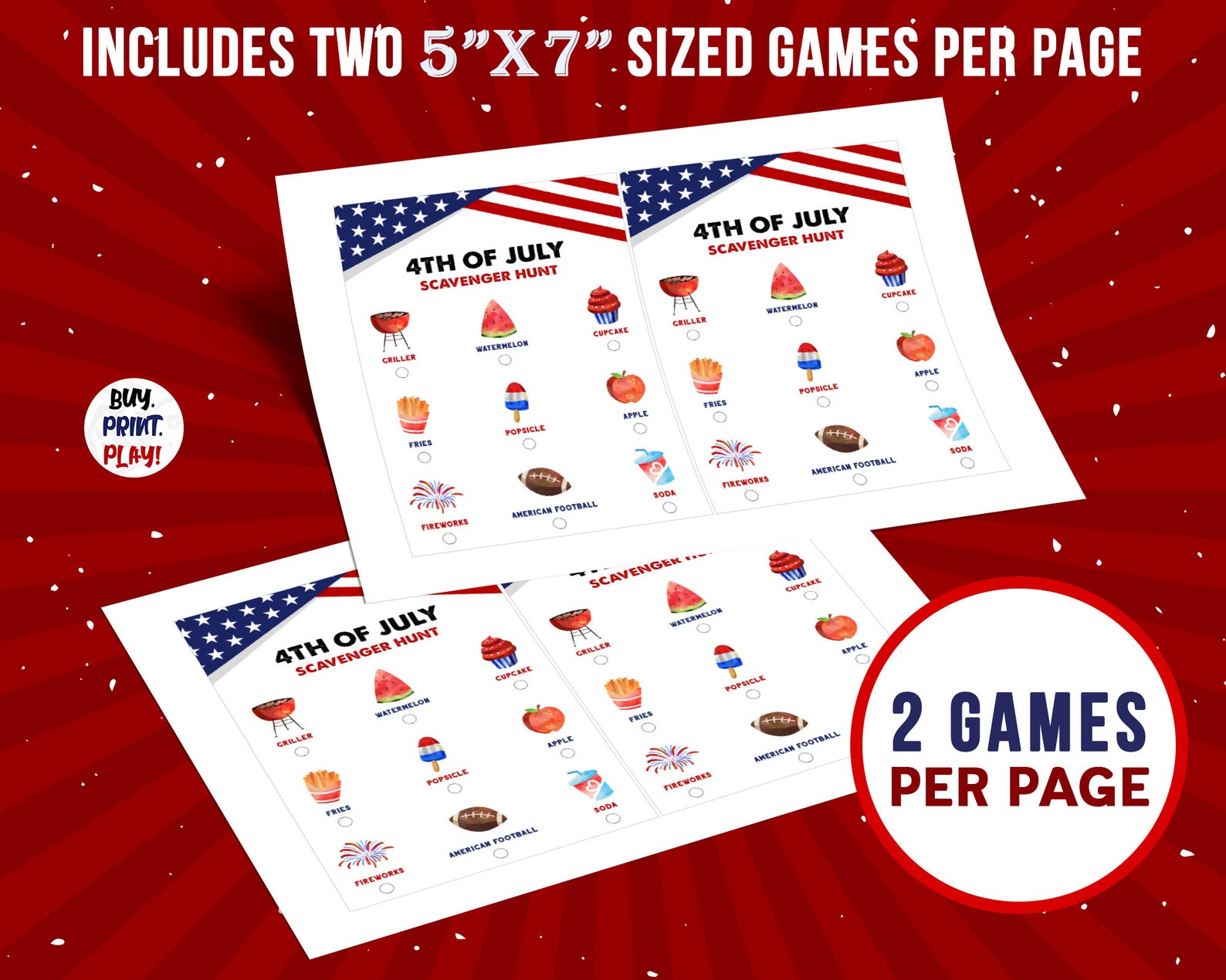 4th of July Scavenger Hunt for Kids Independence Day | Etsy