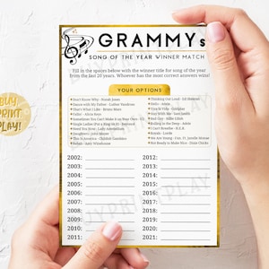 2024 Grammy Ceremony Party Games Song of the Year Winner Trivia 66th ...