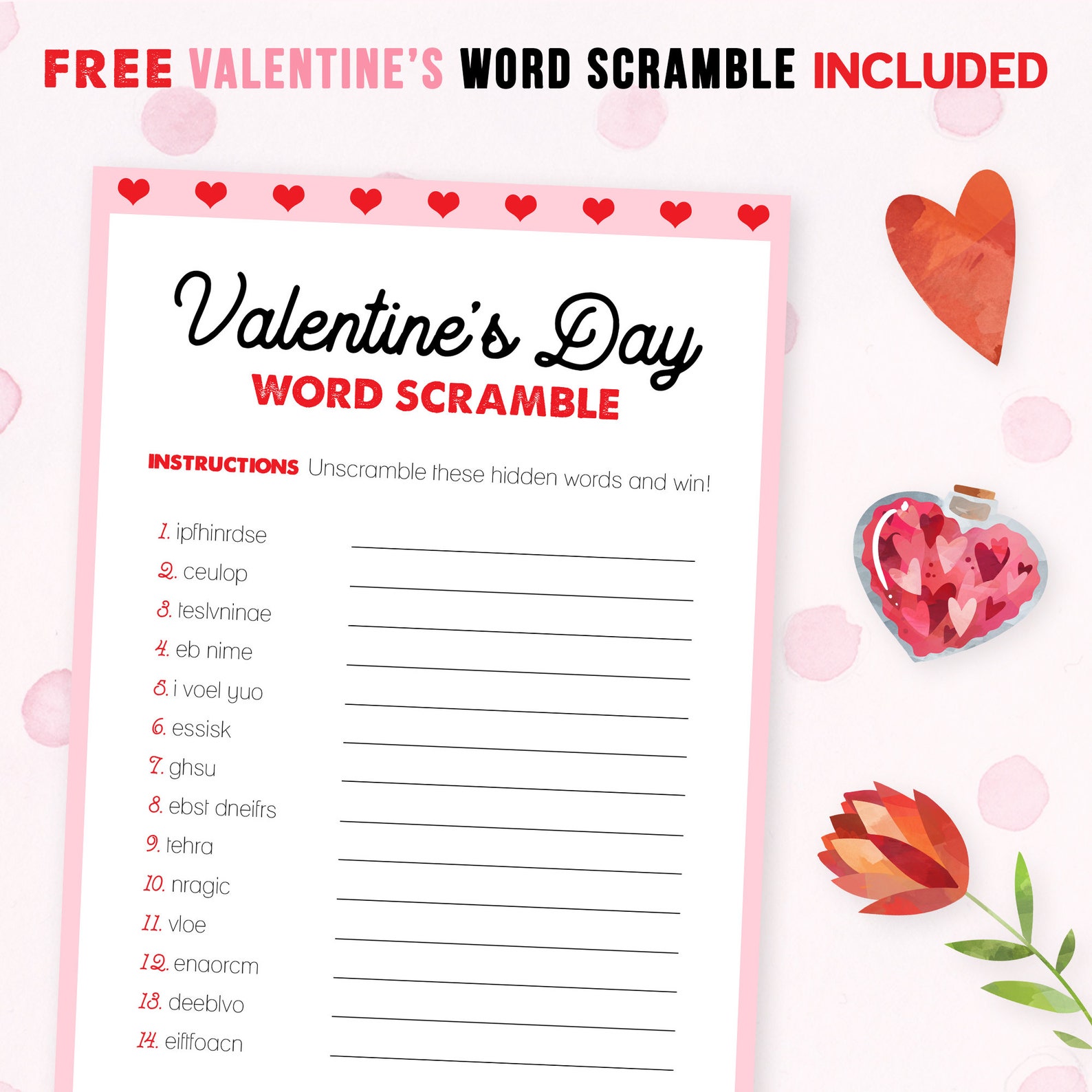 Valentines Family Feud Game Valentines Day Games Printable | Etsy