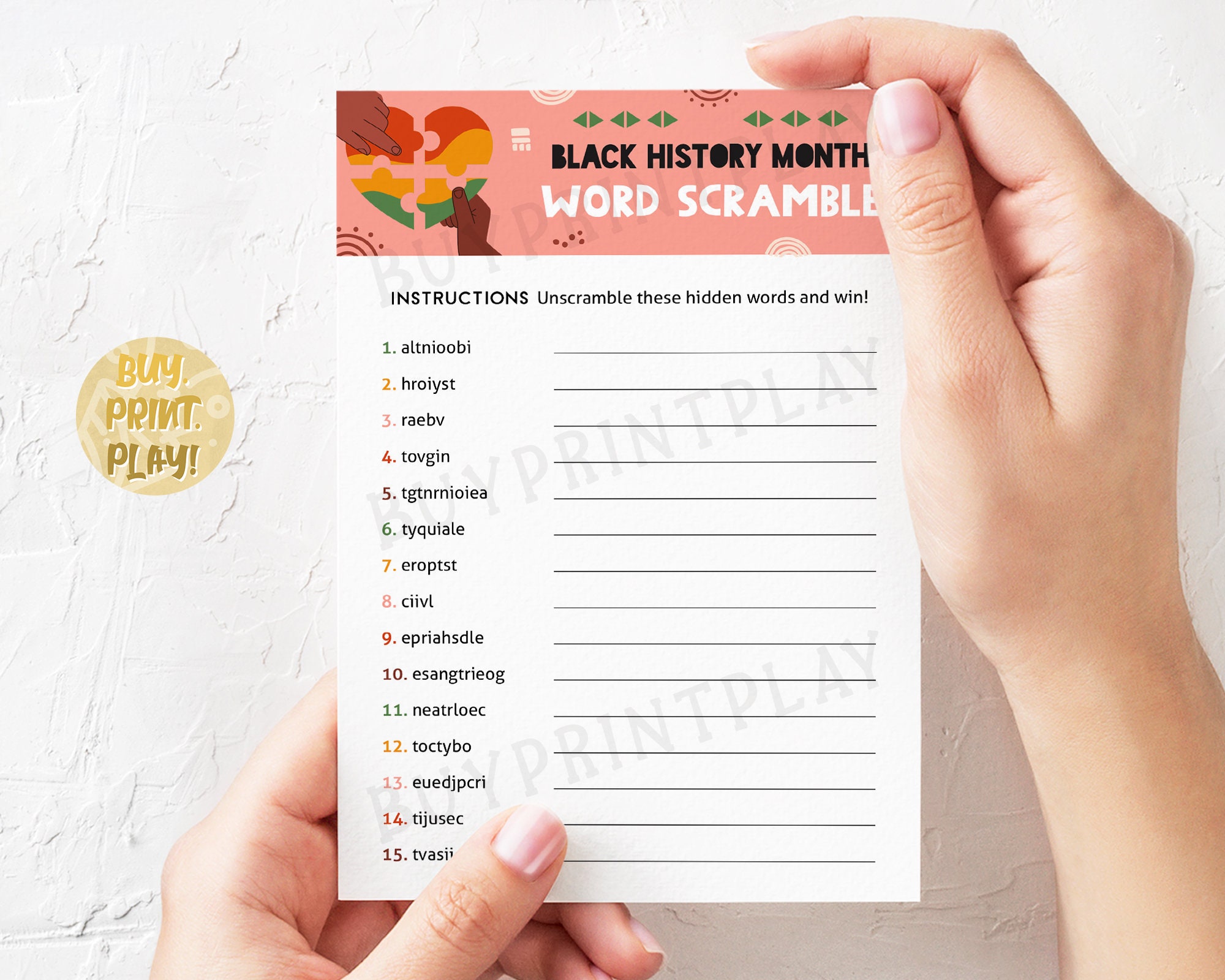 Black History Month Word Scramble American History Printable | Etsy