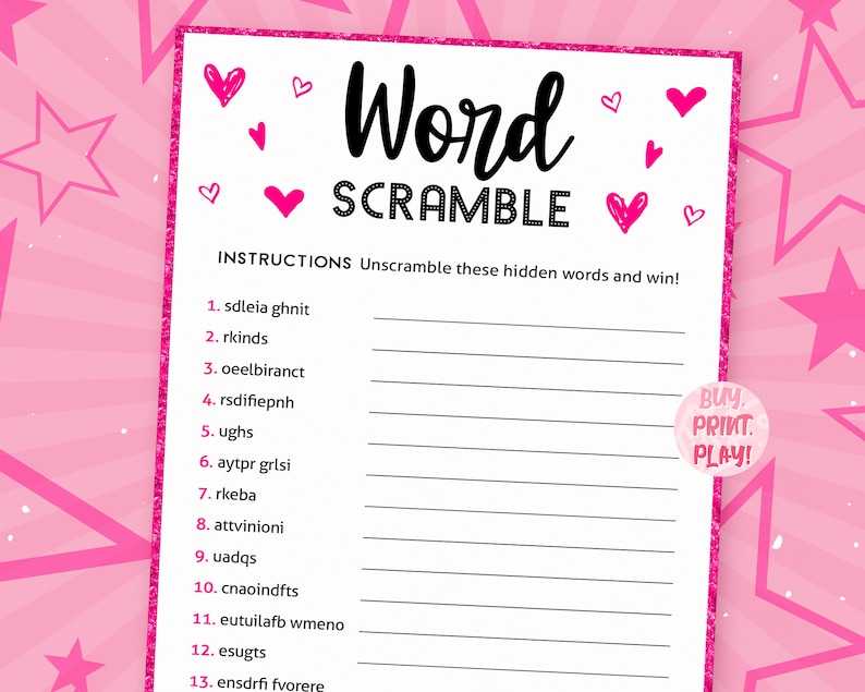 Ladies Night Games Word Scramble Girls Night in Printable - Etsy