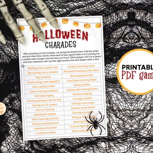 Printable Halloween Charades Prompts Spooky Party Games for Kids Fun ...