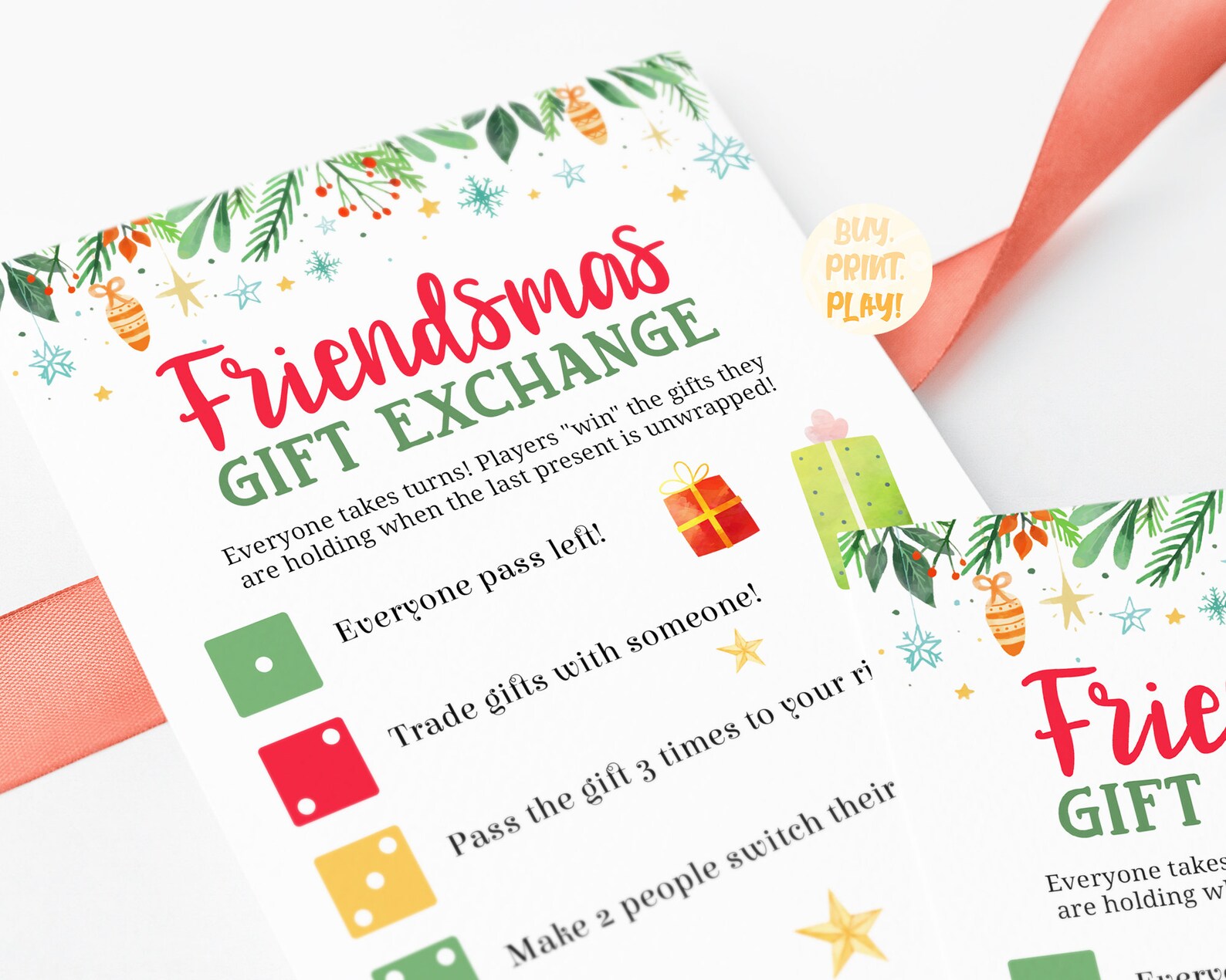 Friendsmas Gift Exchange Dice Game Christmas Party Games for - Etsy