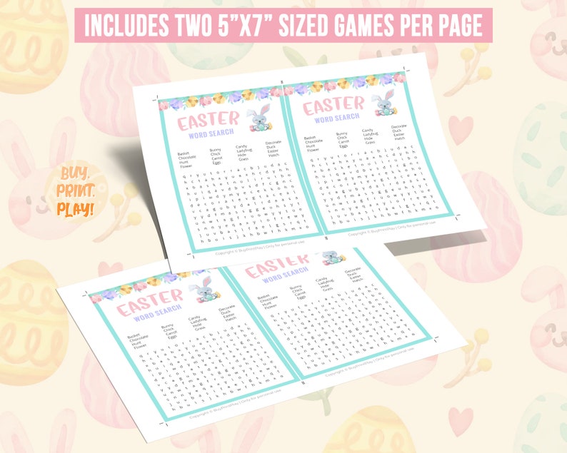 Easter Games Word Search Cute Printables for Kids Easter | Etsy