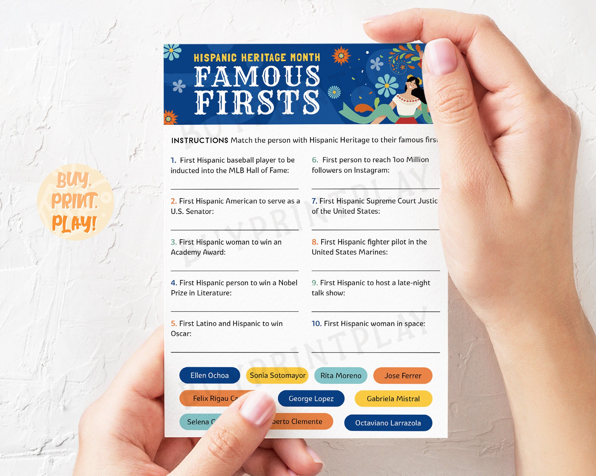 Hispanic Heritage Month Famous Firsts Trivia Latin American - Etsy