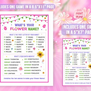 Whats Your Flower Name? | Springtime Games | Party Printables for Kids ...