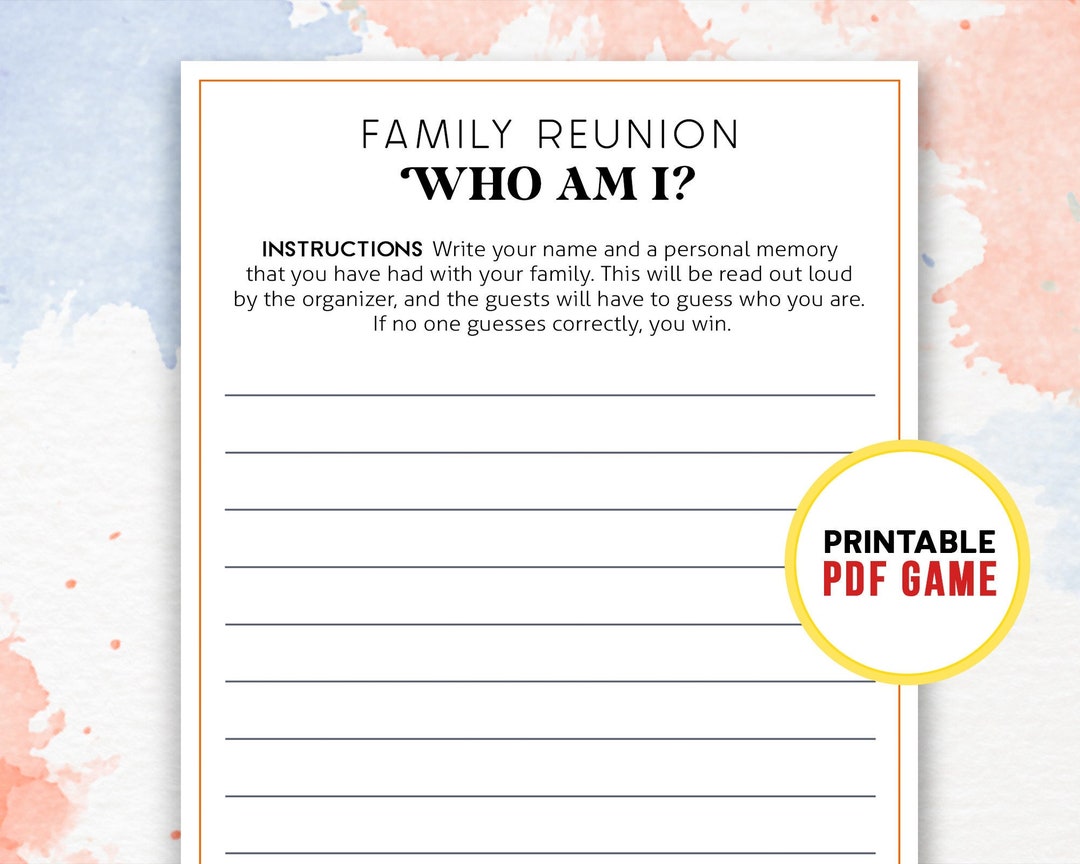 Family Reunion Games - Who Am I | Family Gathering Activity | Party ...