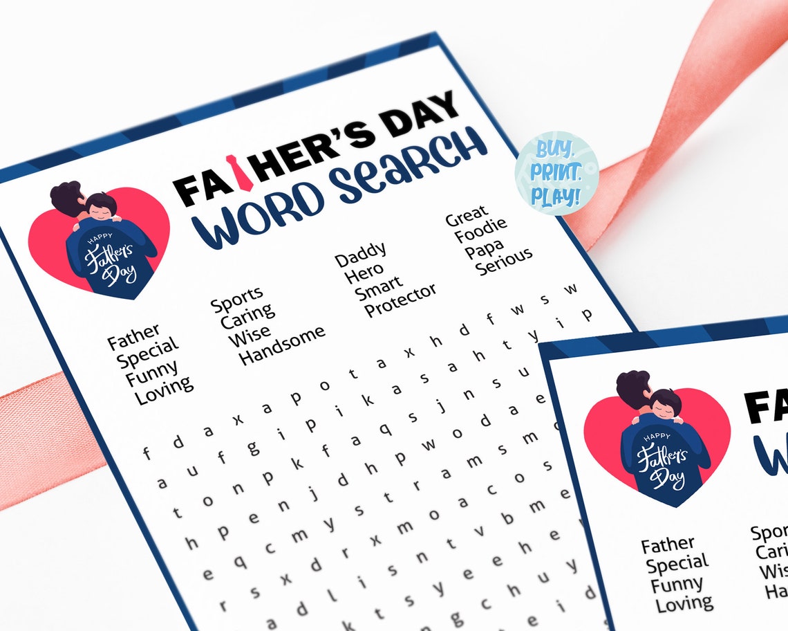 Fathers Day Word Search Printable Games for Kids & Teens - Etsy