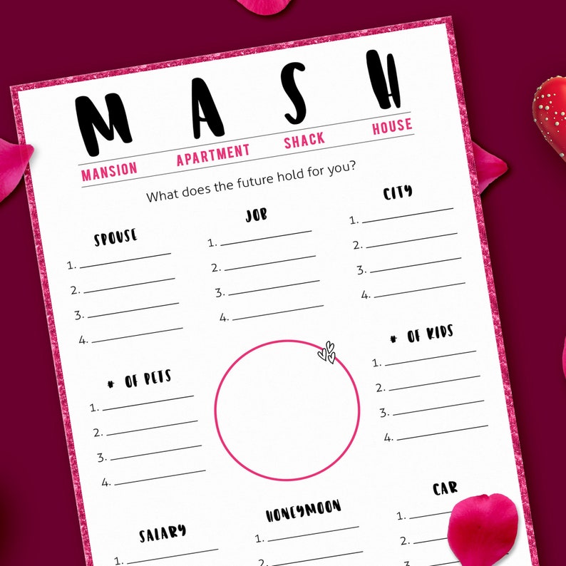 Mash Game Galentine's Day Printable Game Girls Party - Etsy