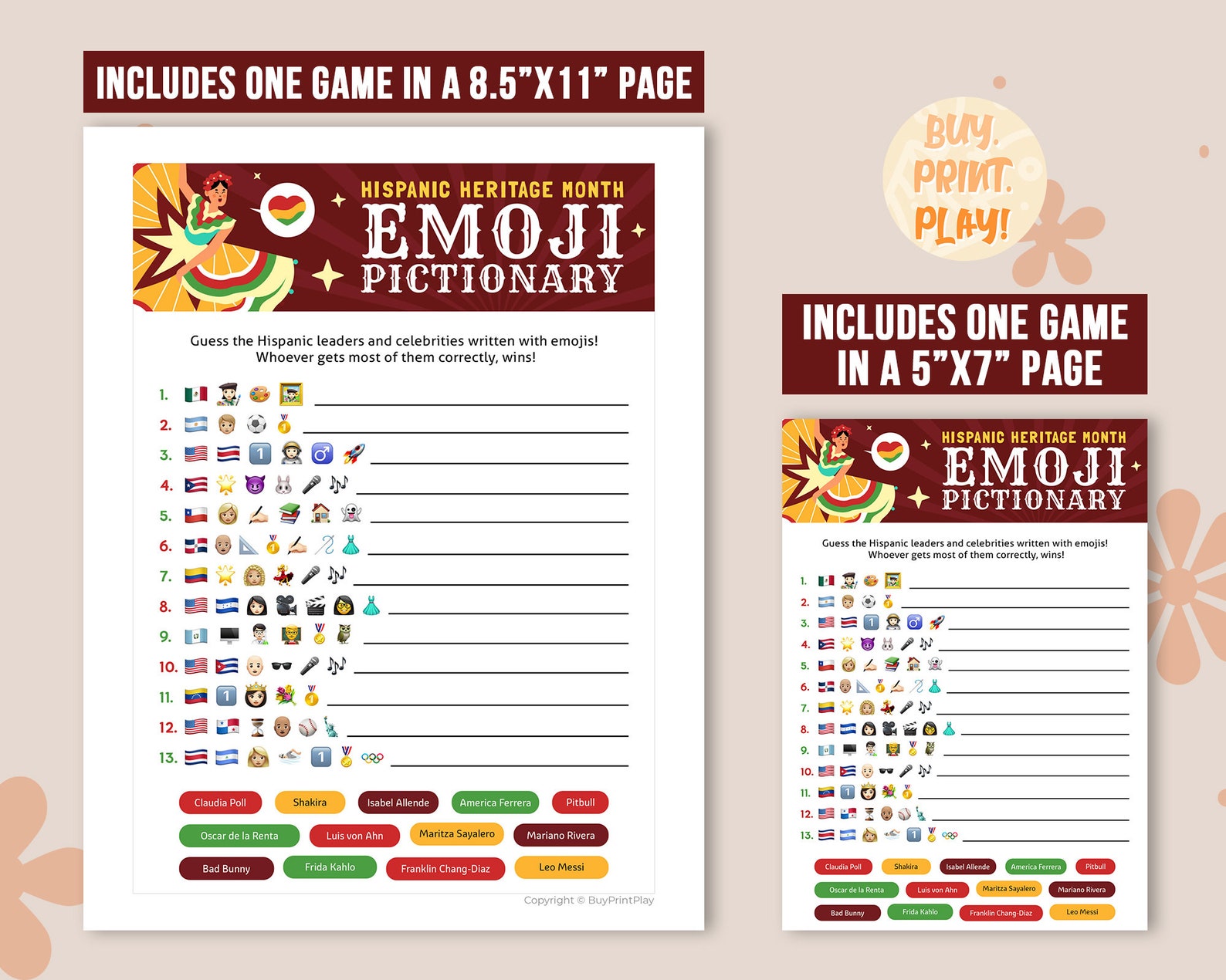 Hispanic Heritage Month Emoji Pictionary Emoji Game - Etsy