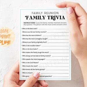 Family Reunion Trivia Game | Family Gathering Party Activities | Party ...
