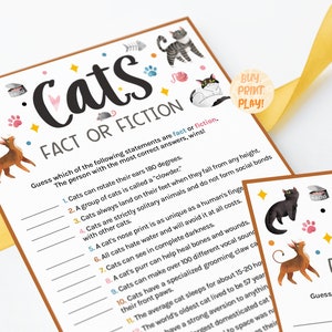 Cat Trivia - Fact or Fiction | Printable Party Games | Cat Lovers True ...