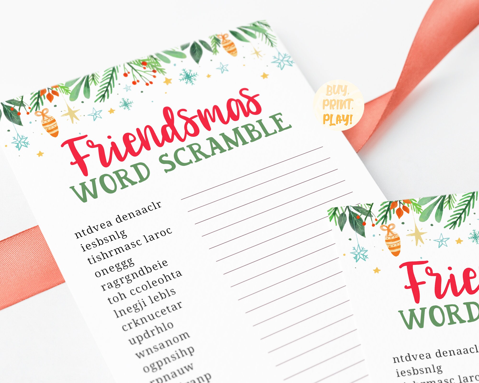 Friendsmas Word Scramble Christmas Party Games for Groups | Etsy