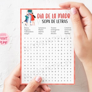 Spanish Word Search for Mothers Day | Printable Games for Kids & Adults ...