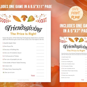 Friendsgiving the Price is Right Thanksgiving Friends Party - Etsy