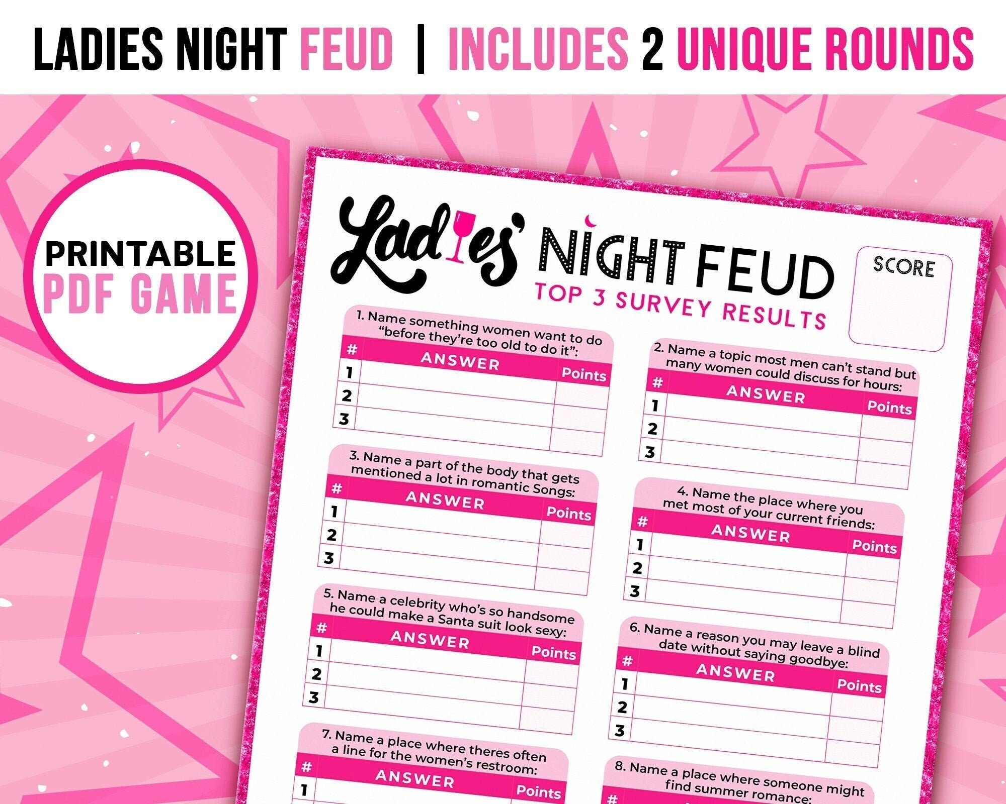 Ladies Night Feud Girls Night Games Bachelorette Party - Etsy Canada