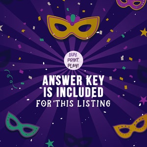 Mardi Gras Word Scramble Party Games New Orleans Fat Tuesday Carnival ...