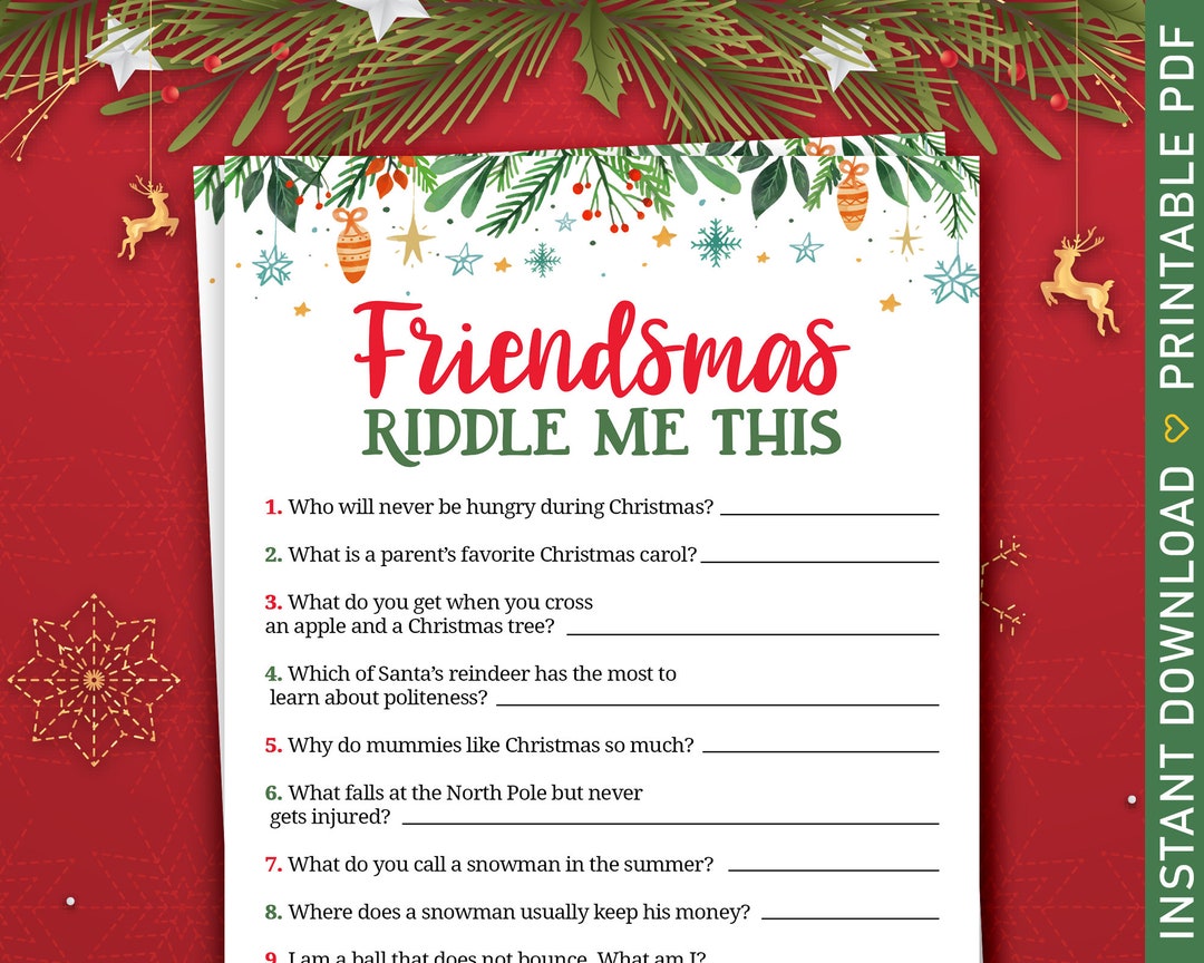 Friendsmas Riddle Me This | Christmas Friends Party Games for Adults ...