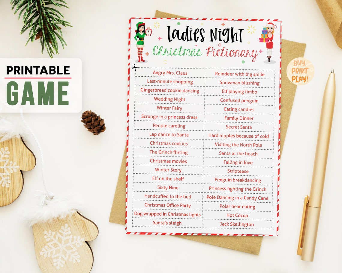 Ladies Night Christmas Charades & Pictionary Group Games for | Etsy