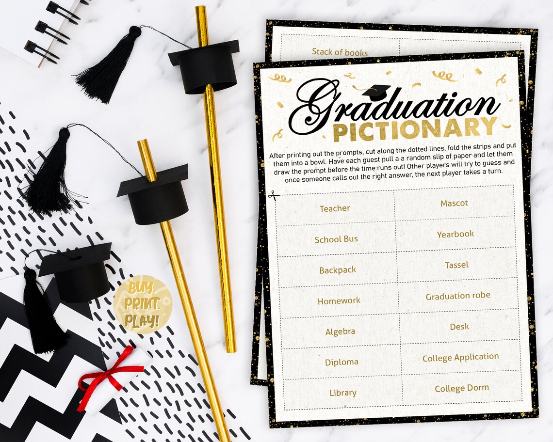 36 Graduation Pictionary Prompts Printable Games for High - Etsy