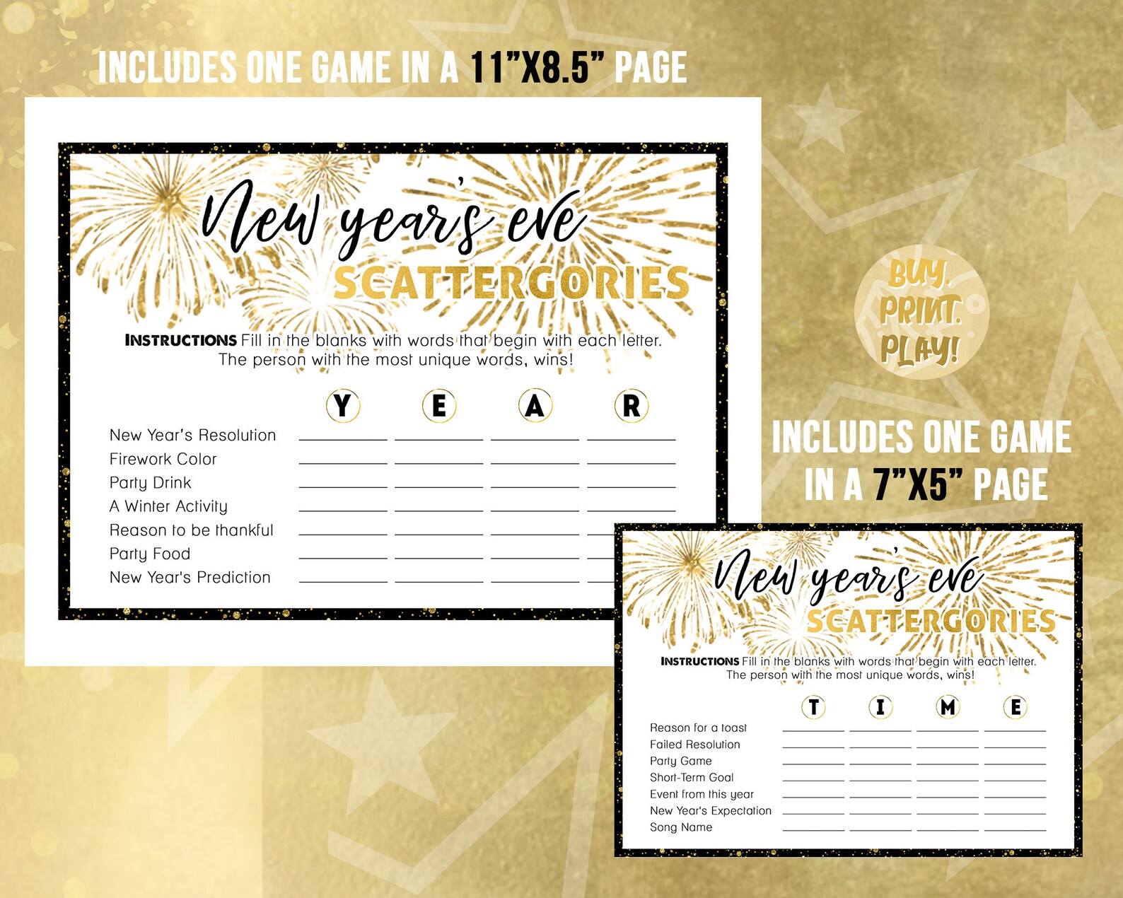 Fun New Years Eve Scattergories Party Games for Adults & - Etsy