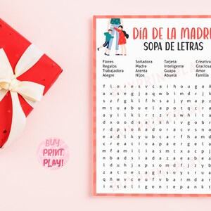 Spanish Word Search for Mothers Day | Printable Games for Kids & Adults ...