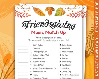 Fall MUSIC MATCH Game Printable Autumn Party Game Fall - Etsy