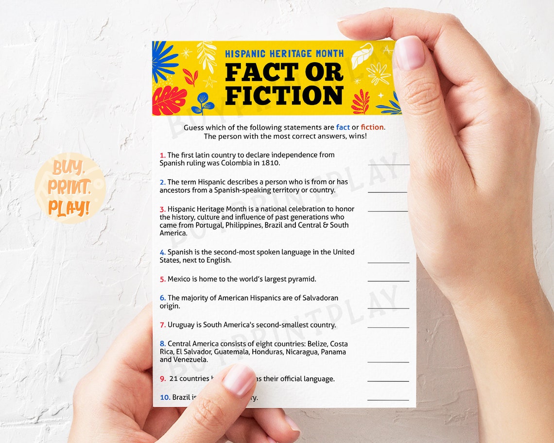 Hispanic Heritage Month Fact or Fiction Trivia Latin America - Etsy