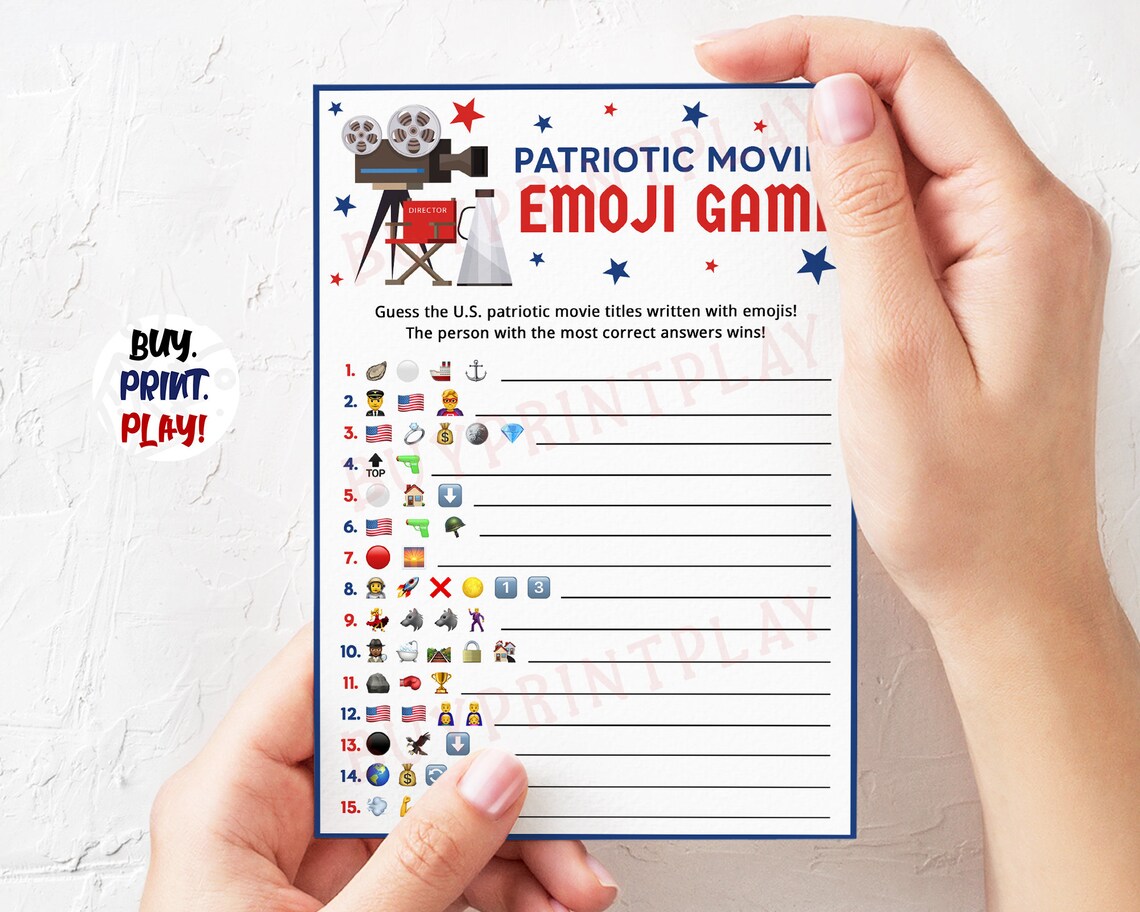 Fourth of July Emoji Quiz: Patriotic Movies Emoji Pictionary - Etsy