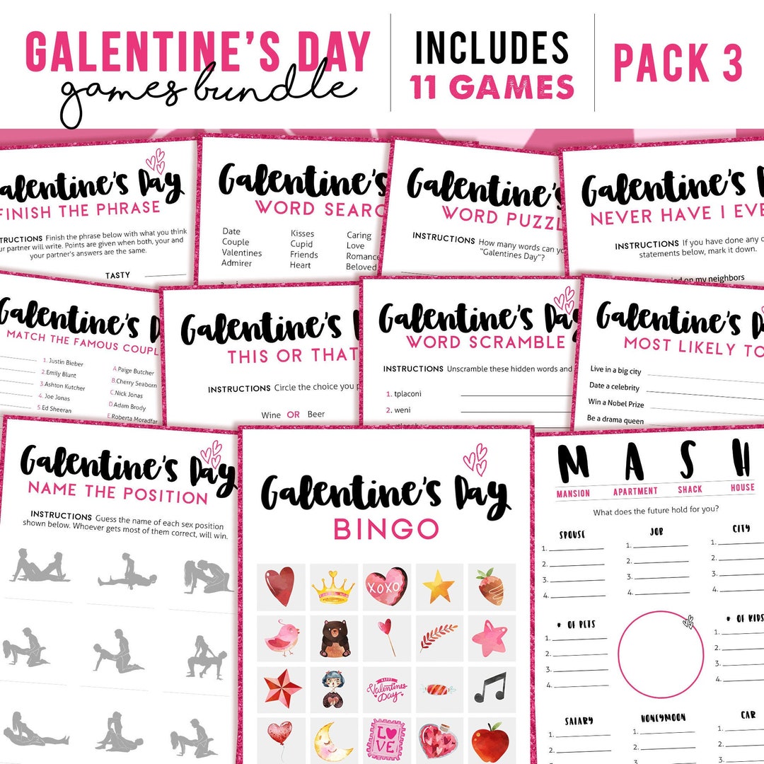 Galentines Day Games Bundle | 11 Printable Games | Girls Party Night - Etsy