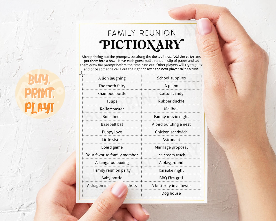 Family Reunion 32 Pictionary Prompts Family Gathering Party - Etsy