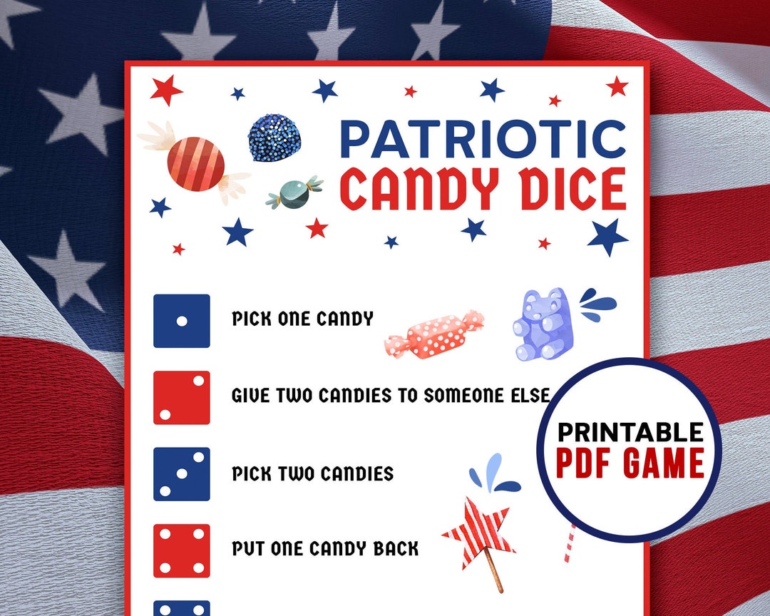 4th of July Candy Dice for Kids | US Independence Day Printable Games ...