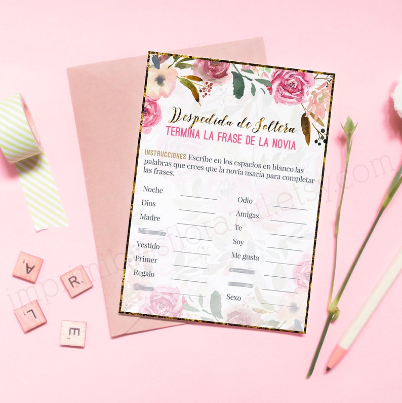 Bridal Shower Games in Spanish Juegos Despedida De Soltera | Etsy