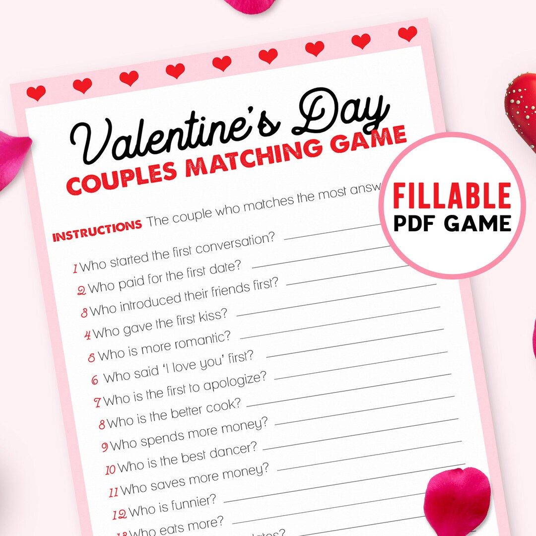 Valentines Couples Game | Couple Matching Game | Printable Games ...