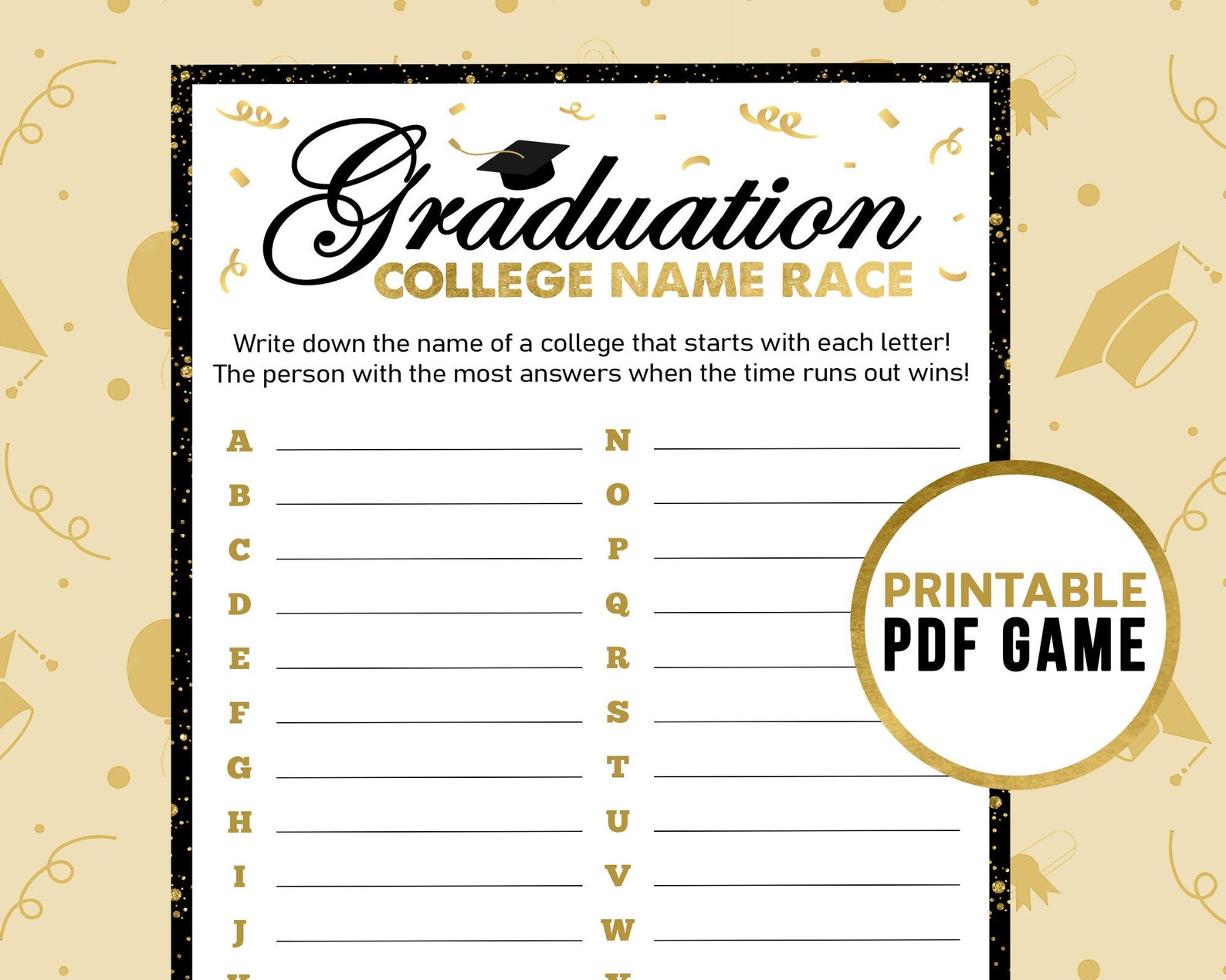 Graduation Party Game College Name Race Class of 2023 - Etsy
